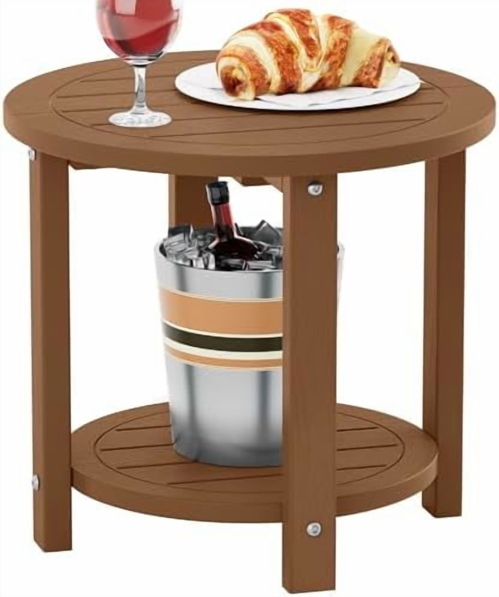 Outdoor Side Table for Patio: 16in HIPS Small Round Outdoor End Table ...