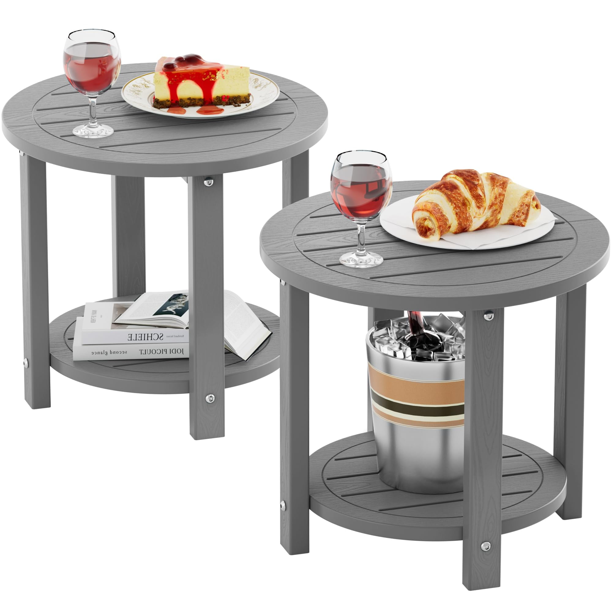 Outdoor Side Table for Patio: 16in HIPS Small Round Outdoor End Table ...