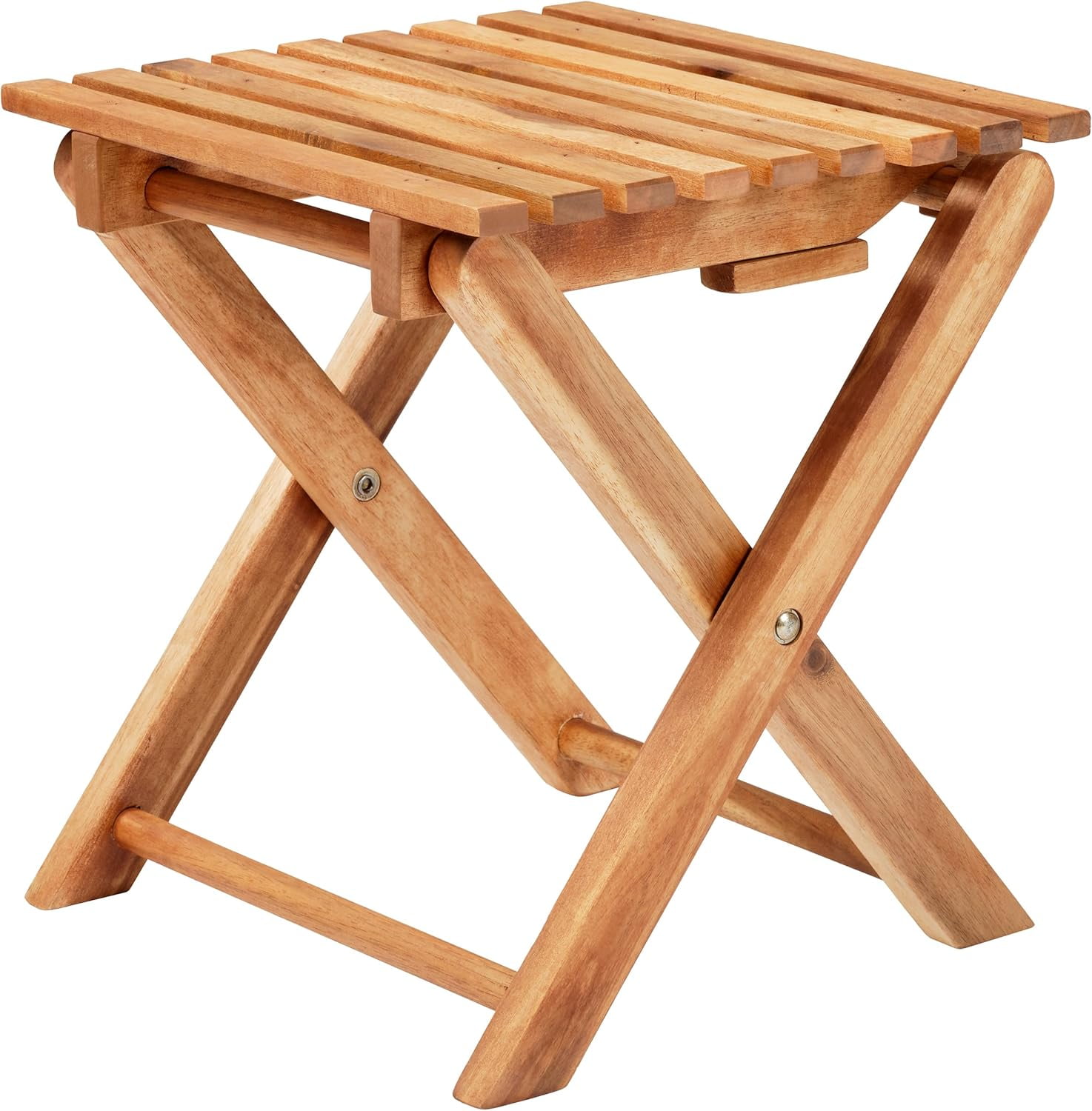 Outdoor Side Table - Portable Patio Acacia Wood End Table Square Small ...
