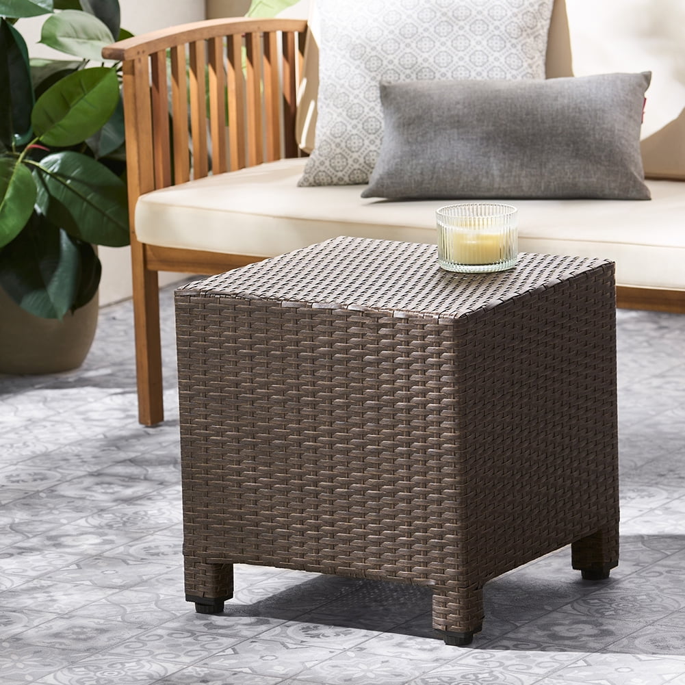 Outdoor Side Table, Rattan End Table, Patio Side Table, Woven Finish ...