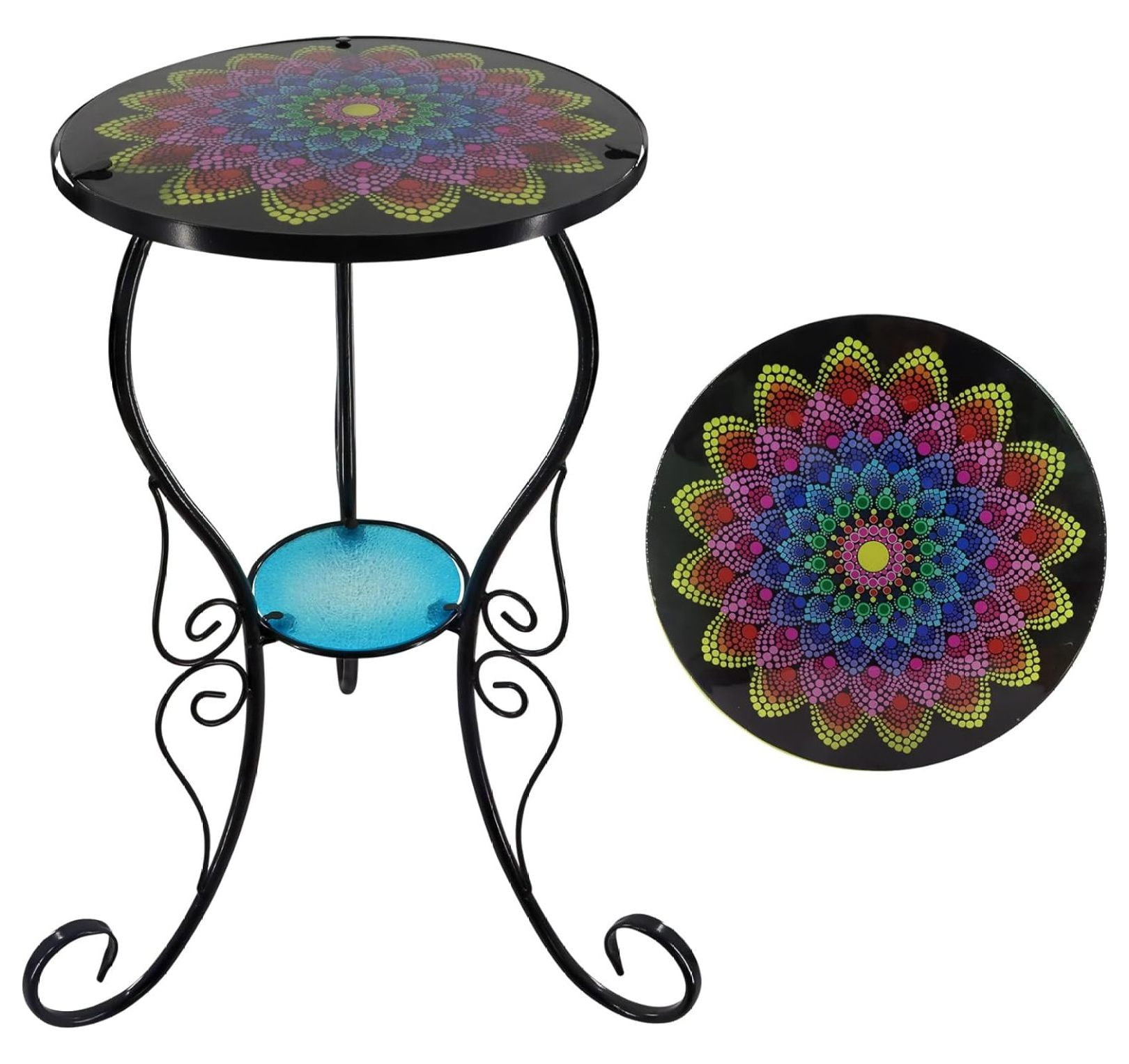 Outdoor Side Table, Round Small Patio Accent Table Indoor End Table for ...