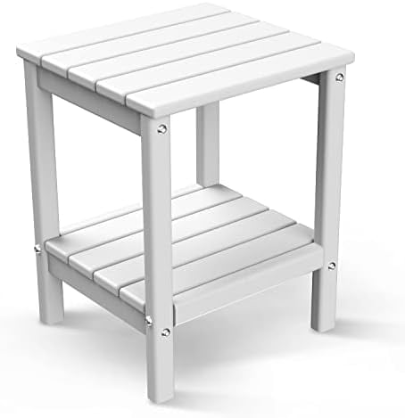 Outdoor-Side-Table | Small | HDPE Plastic | End-Table | 2-Shelf ...