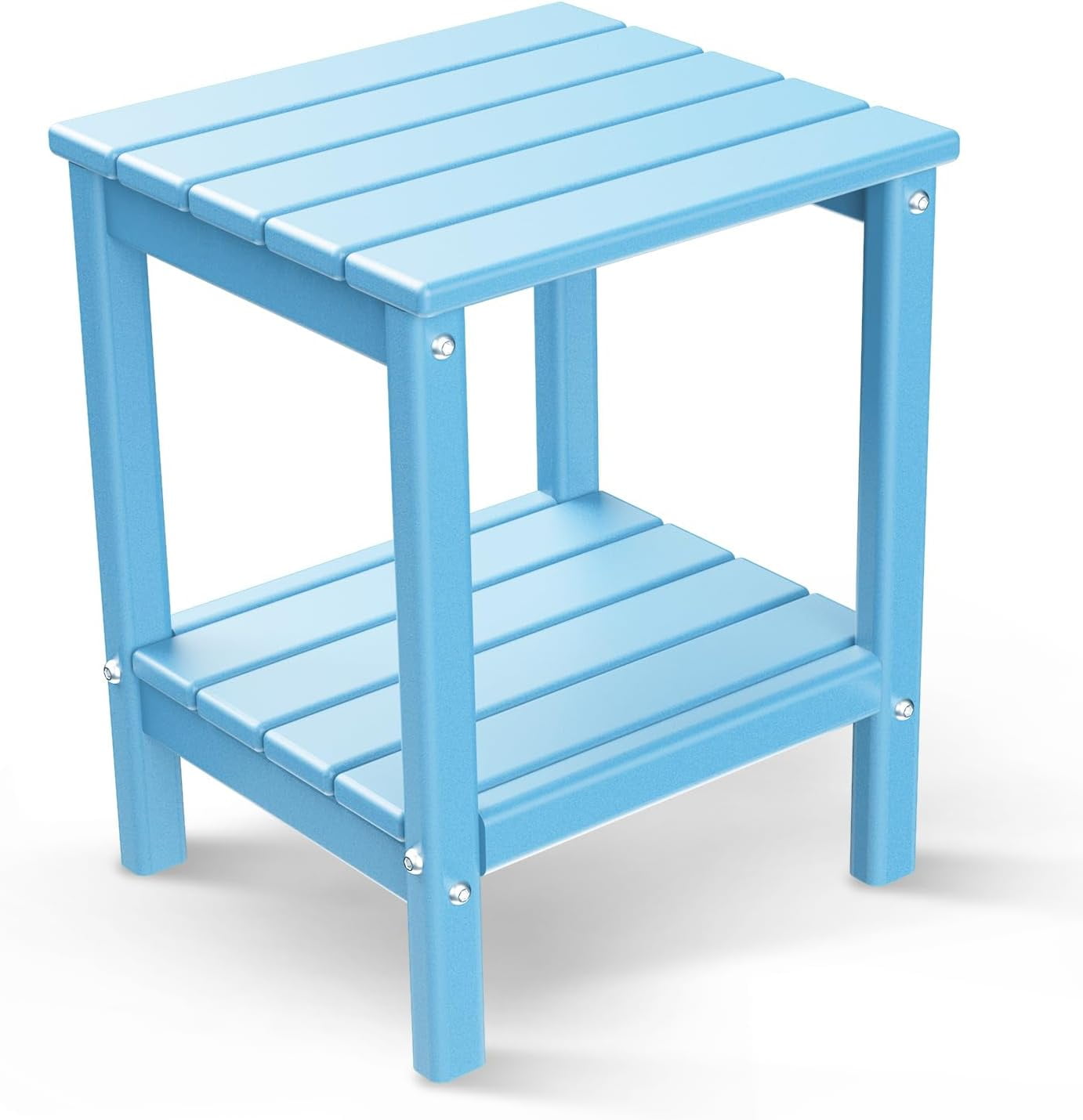 Outdoor-Side-Table | Small | HDPE Plastic | Patio End-Table | 2-Shelf ...
