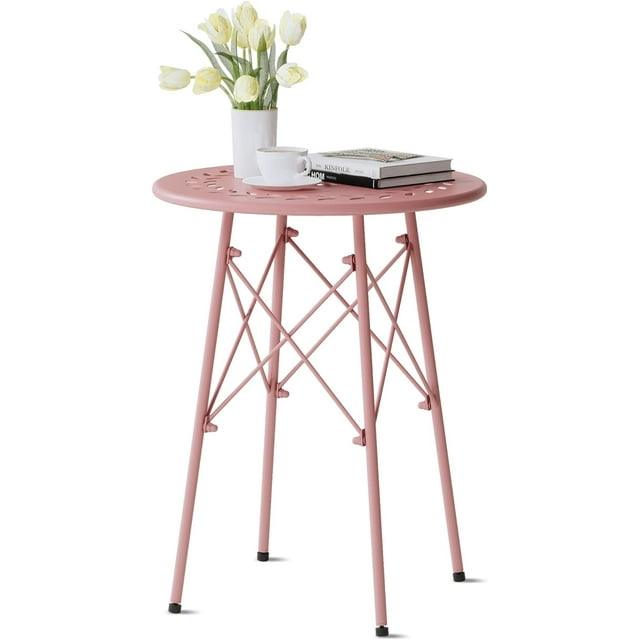 Outdoor Side Table, Small Outdoor Table, Round Patio Side Table Metal ...