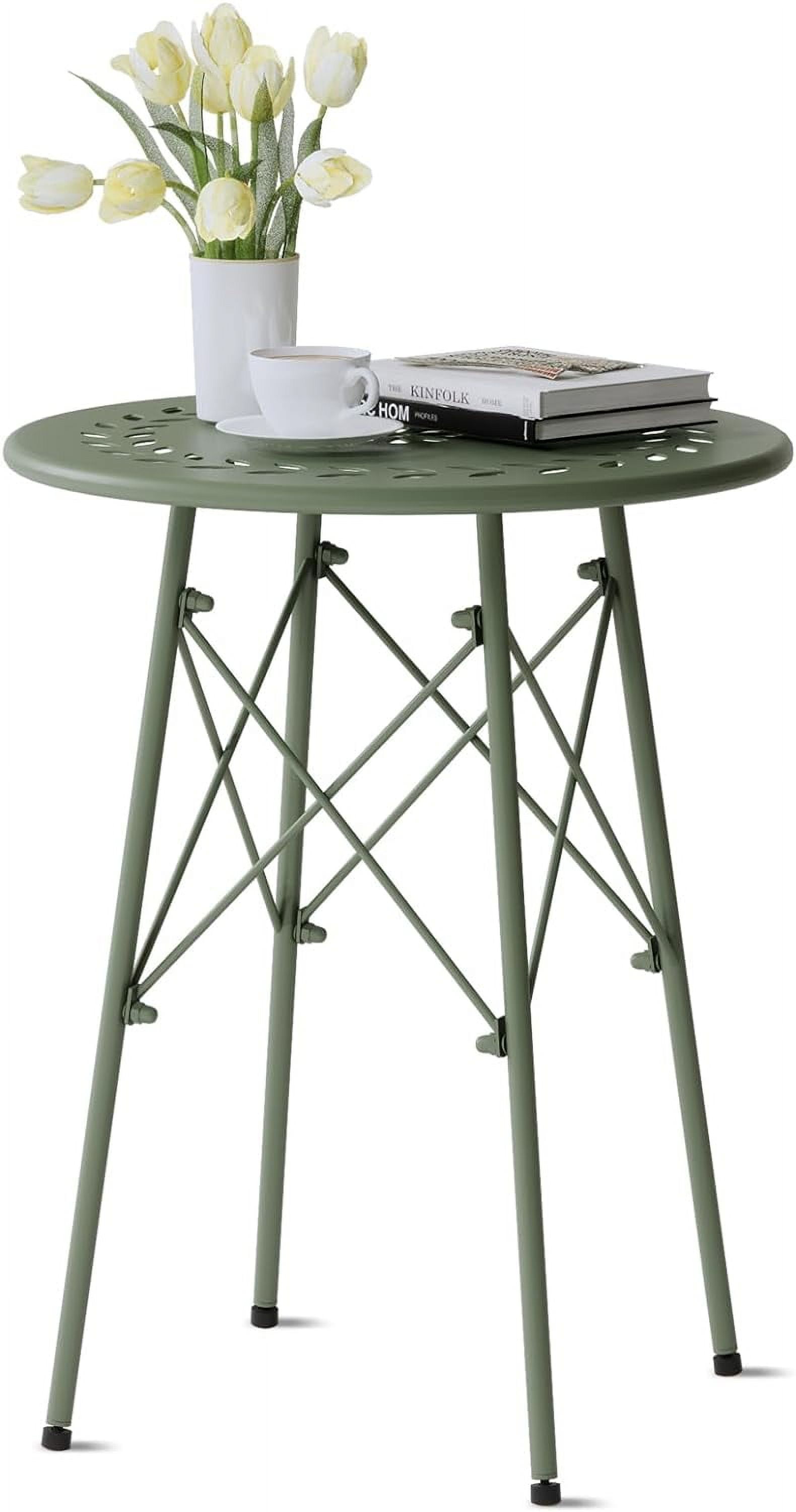 Outdoor Side Table, Small Outdoor Table, Round Patio Side Table Metal ...