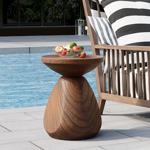 Outdoor Side Table, Small Pedestal End Table Mushroom Shaped, Concrete ...