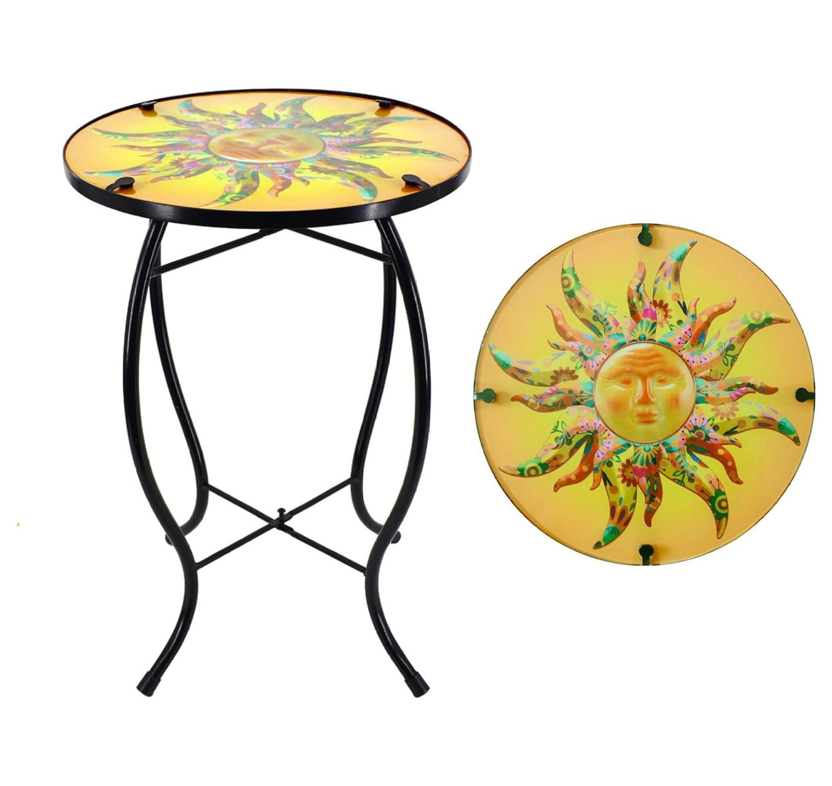 Outdoor Side Table Sun Round Small Patio Accent Table Indoor End Table ...