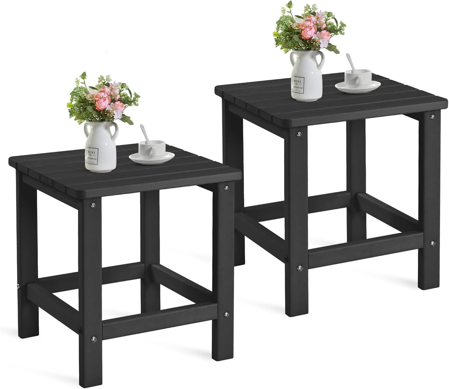 Outdoor Side Table for Patio, 2PCS 16 x 16 inches Table Poolside Patio ...