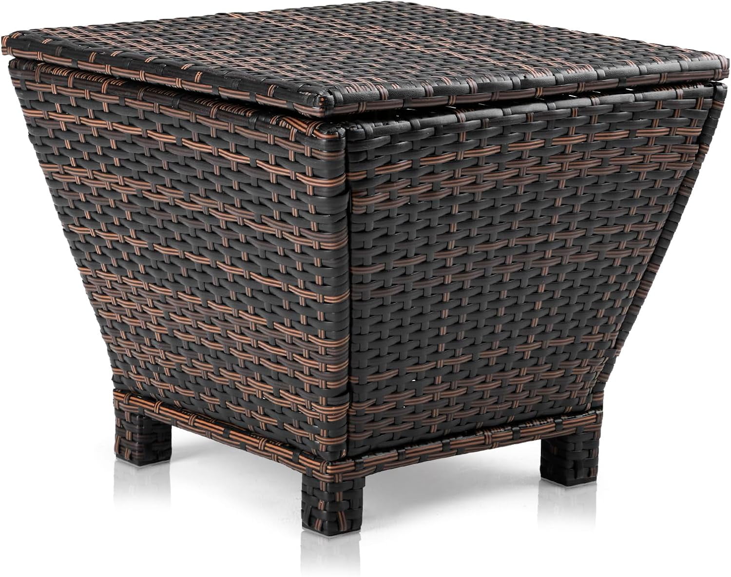 Outdoor Side Table with Storage, 13-Gallon Storage Box Outdoor Wicker ...
