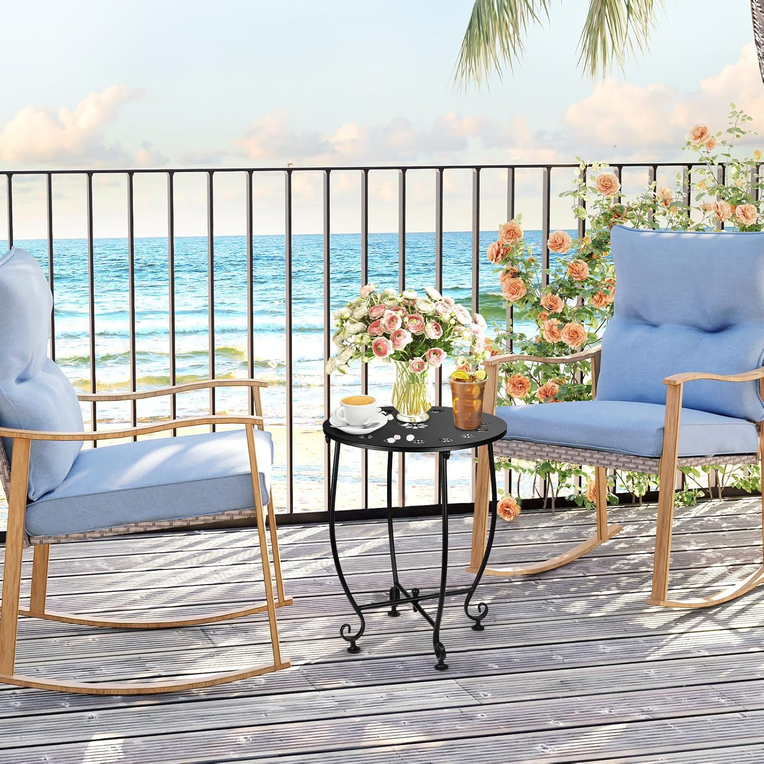 Outdoor Side Tables For Patio, Weather Resistant Steel Patio Side Table ...