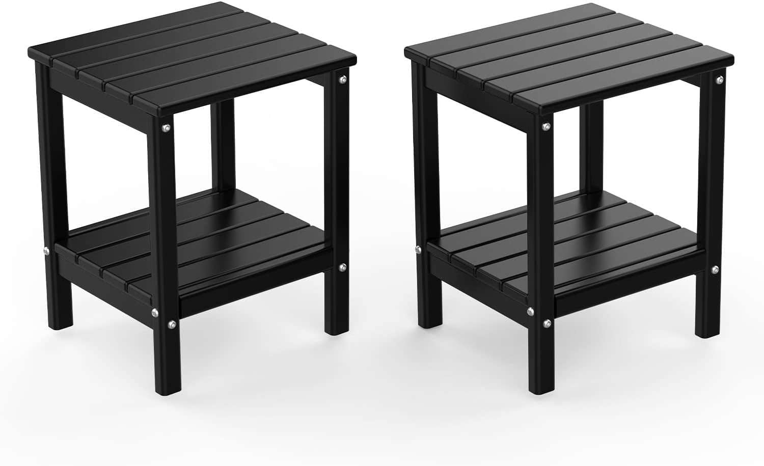 Outdoor-Side-Tables | Set of 2 | Small | HDPE Plastic | Patio End-Table ...