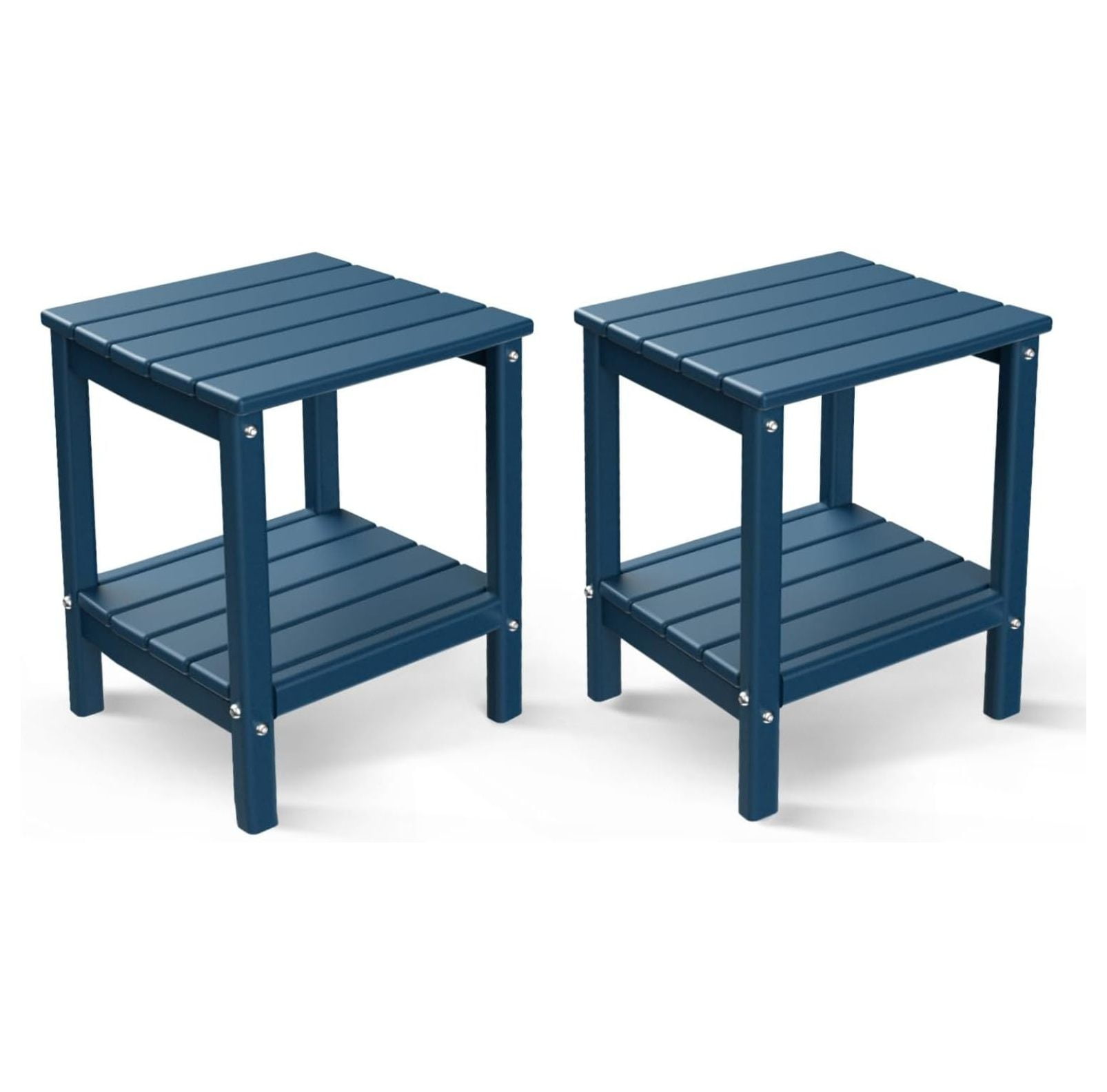 Outdoor-Side-Tables | Set of 2 | Small | HDPE Plastic | Patio End-Table ...