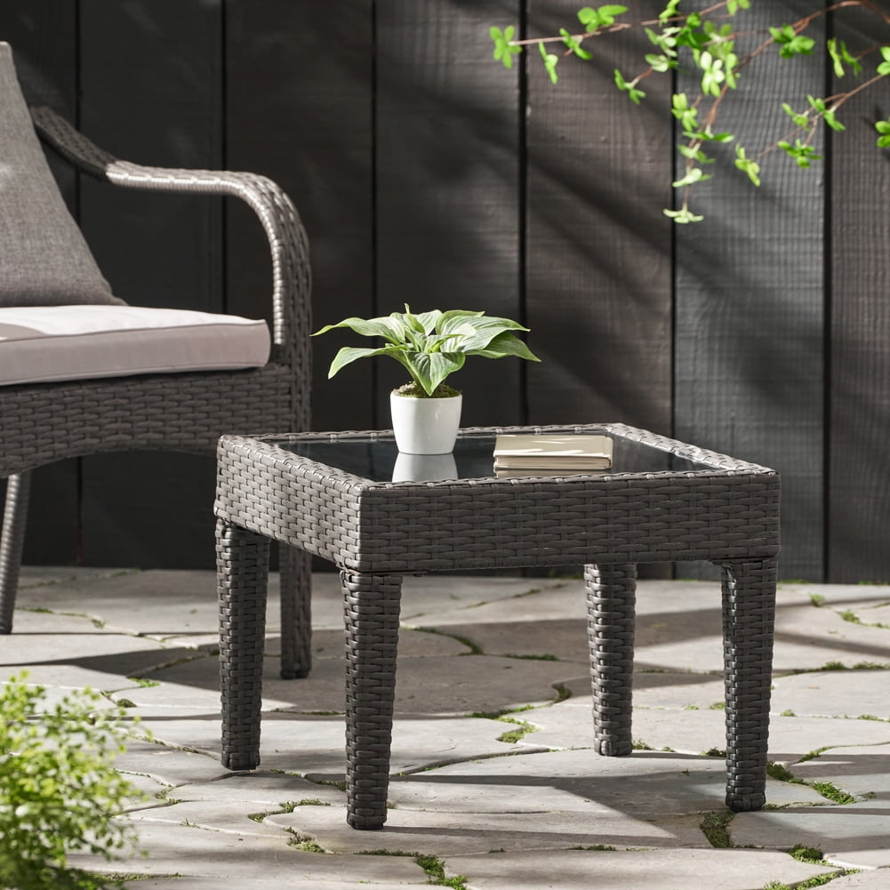 Outdoor Side Tables, Weather Resistant Rattan Patio Accent Side Table ...