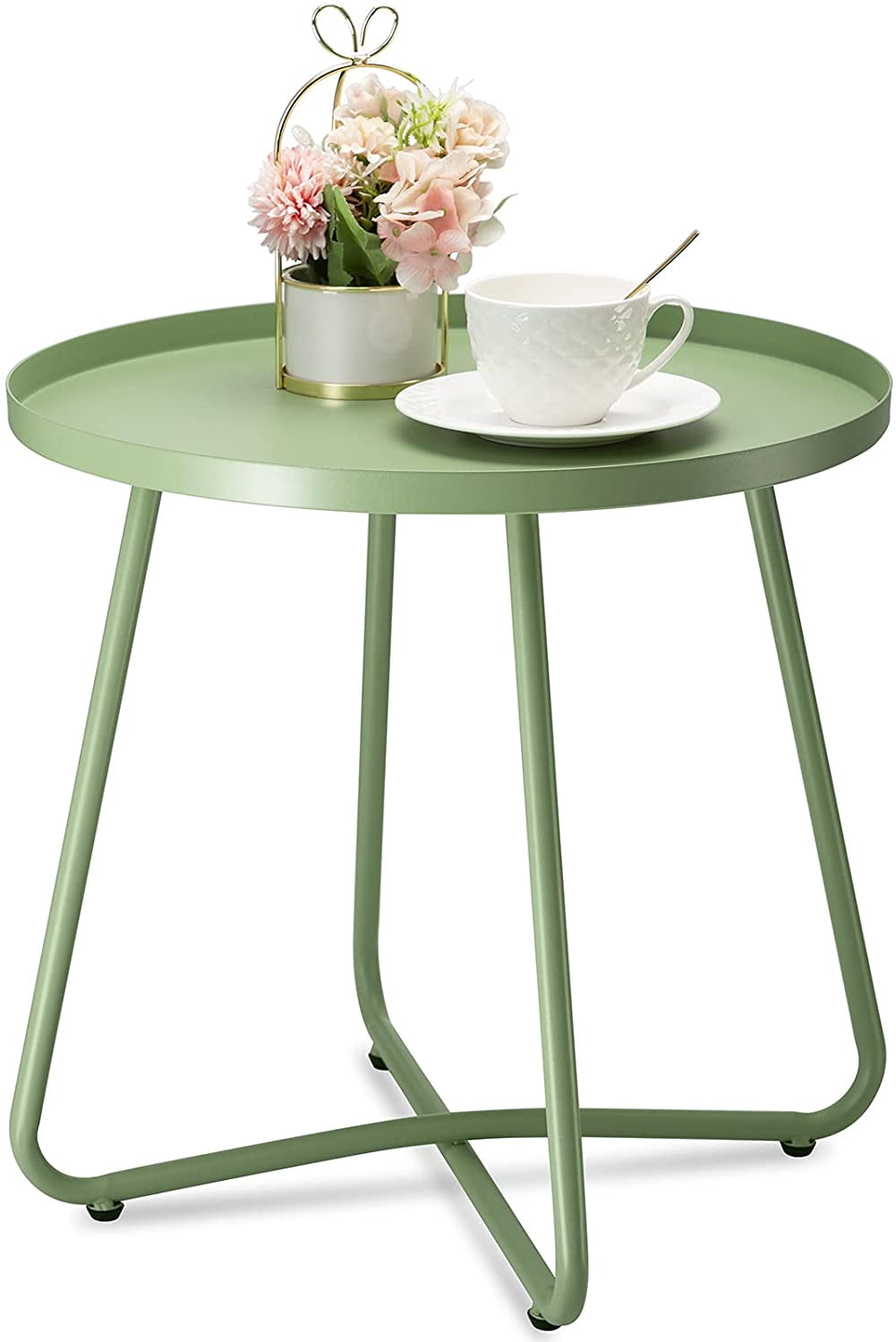 Outdoor Side Tables, Weather Resistant Steel Patio Small Round Outdoor ...