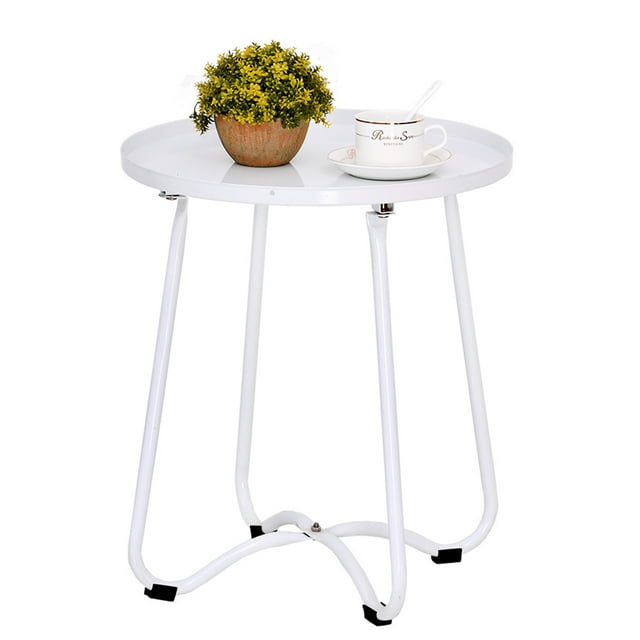 Outdoor Side Tables, Weather Resistant Steel Patio Side Table Anti-Rust ...