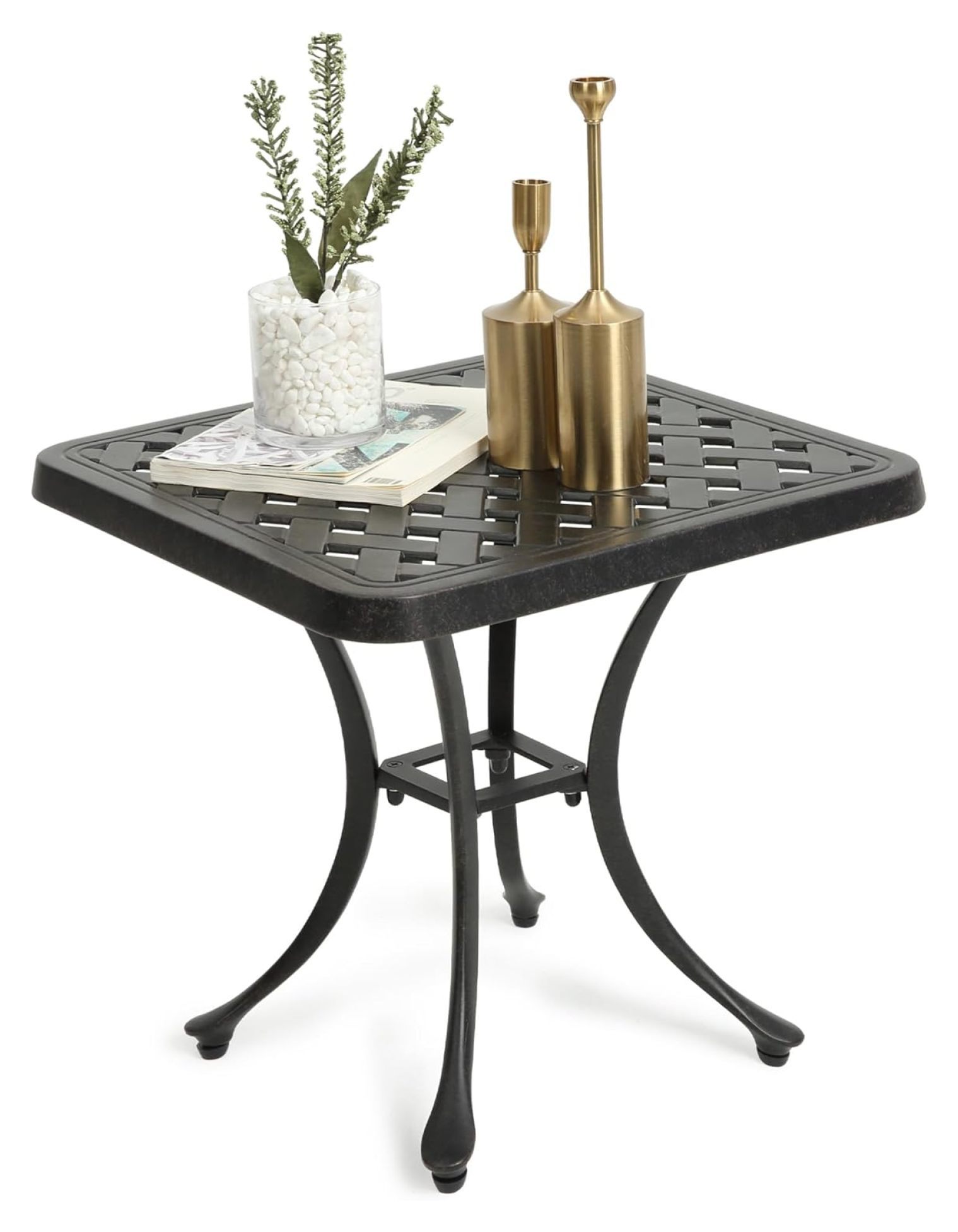 Outdoor Side Tables for Patio - Cast Aluminum End Tables for Outside ...