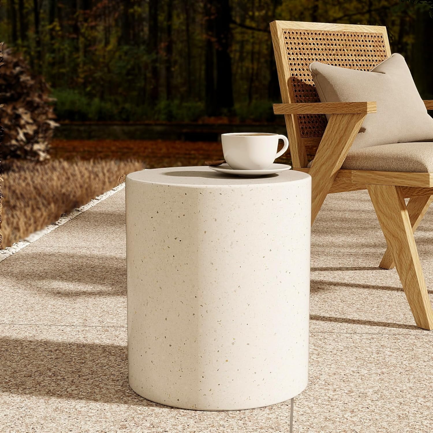 Outdoor Side Tables for Patio, Small Concrete Accent End Table,Stone ...