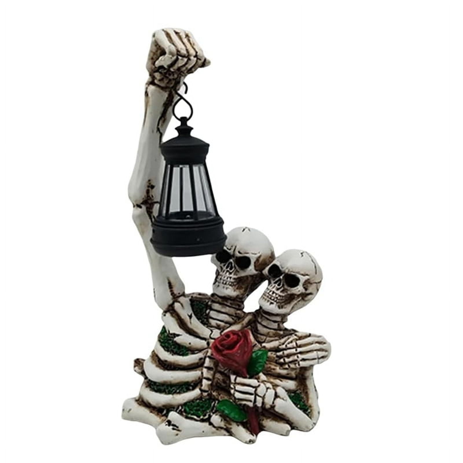 Outdoor Skeleton Decor with Solar Lantern,Realistic Skull Skeleton ...