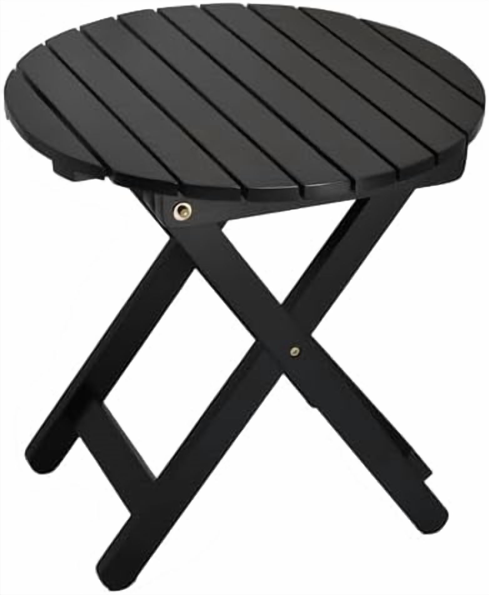 Outdoor Small Round Folding Side Tables, Foldable Wooden End Table for ...