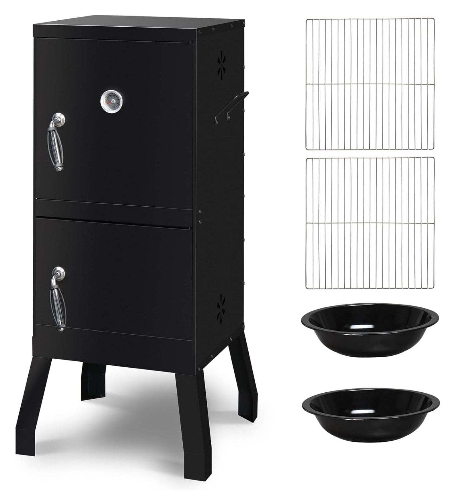 Outdoor Smoker with Double Doors, Vertical Charcoal Smoker, Outdoors ...