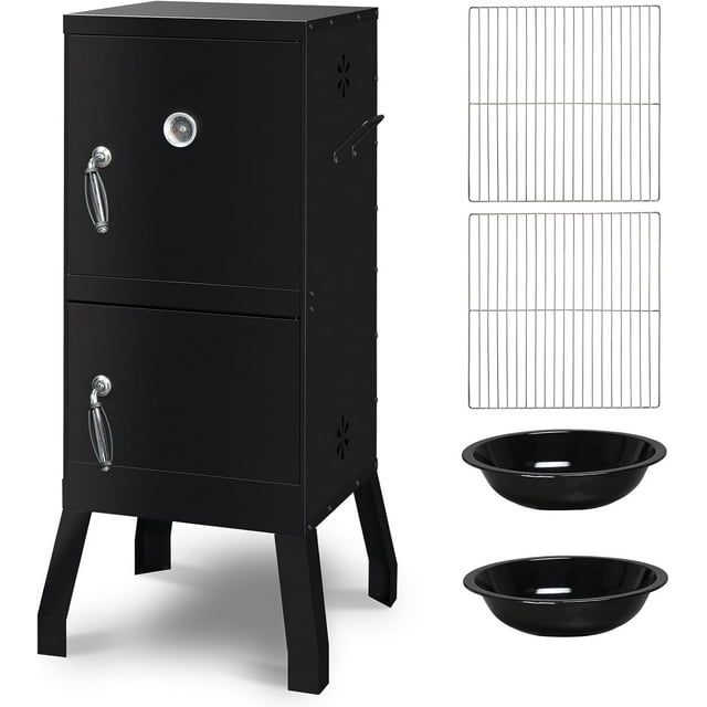 Outdoor Smoker with Double Doors, Vertical Charcoal Smoker, Outdoors ...
