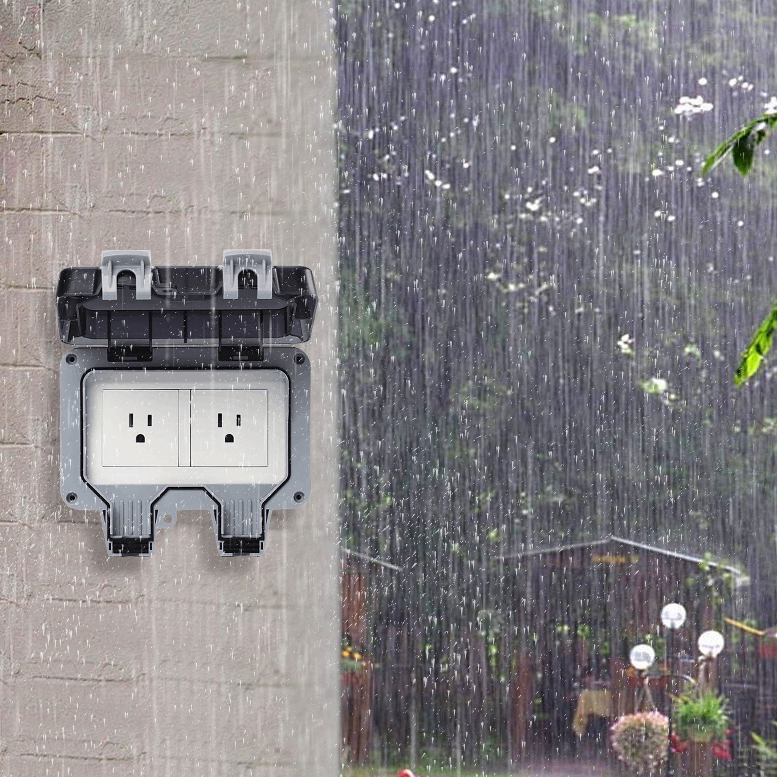 Outdoor Sockets Waterproof Switched Power 16A 2 Gang Plug Sockets IP66 ...