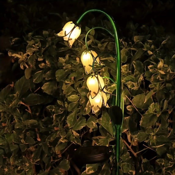Outdoor Solar Bell Flower Garden Stakes With LED Light - Lit Lily of ...