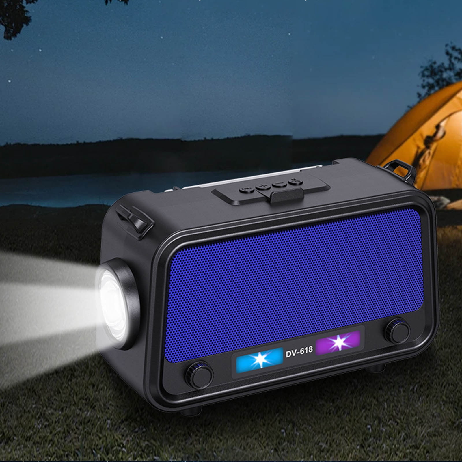 Outdoor Solar Bluetooth Speaker, Portable Radio Subwoofer with LED ...