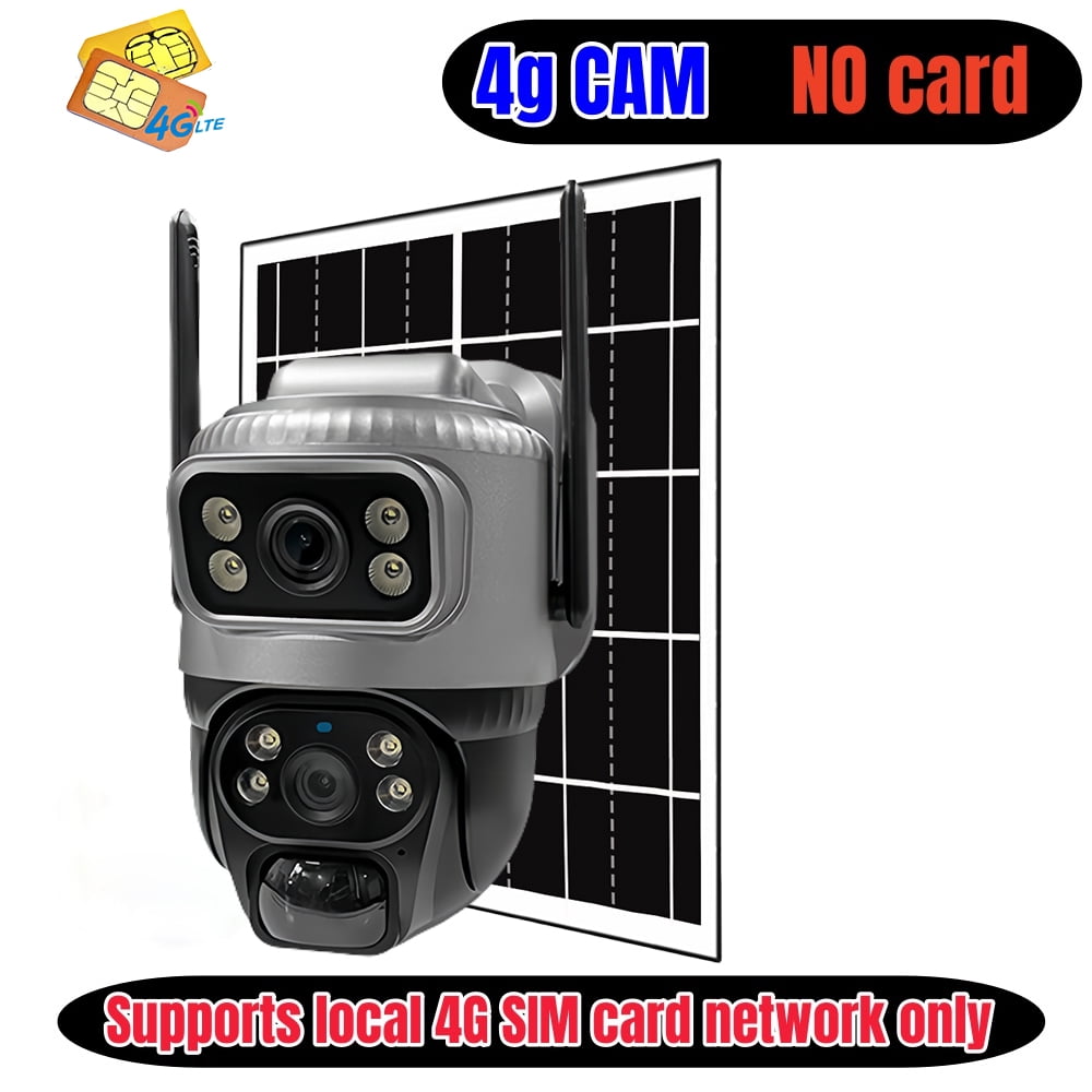 Outdoor Solar Camera 4G SIM Card Wireless Dual Lens PTZ Camera 8MP HD ...