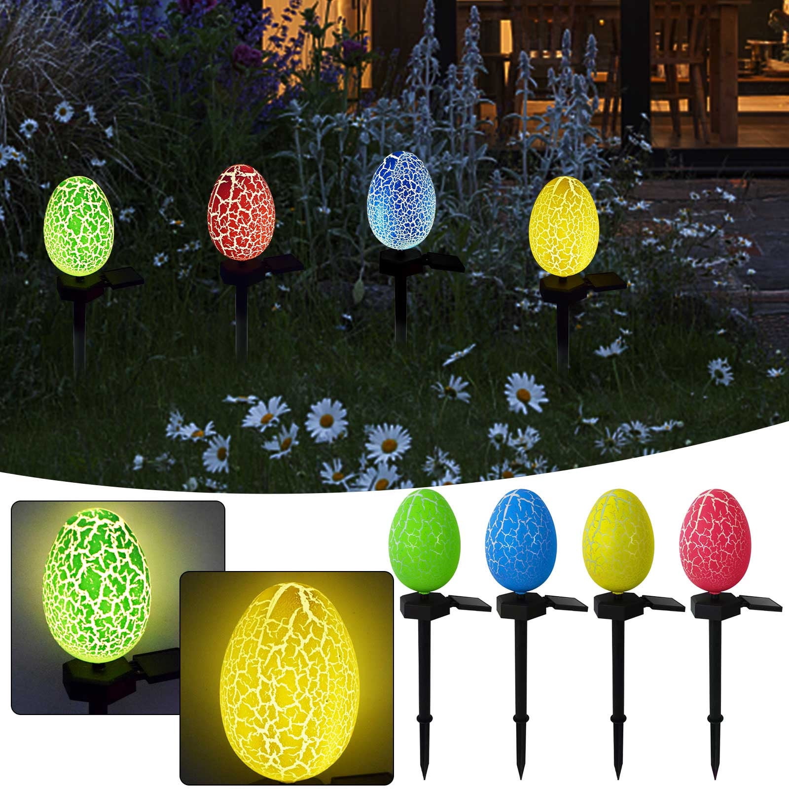 Outdoor Solar Easter Egg Garden Light – 43cm Decorative Courtyard Lamp ...