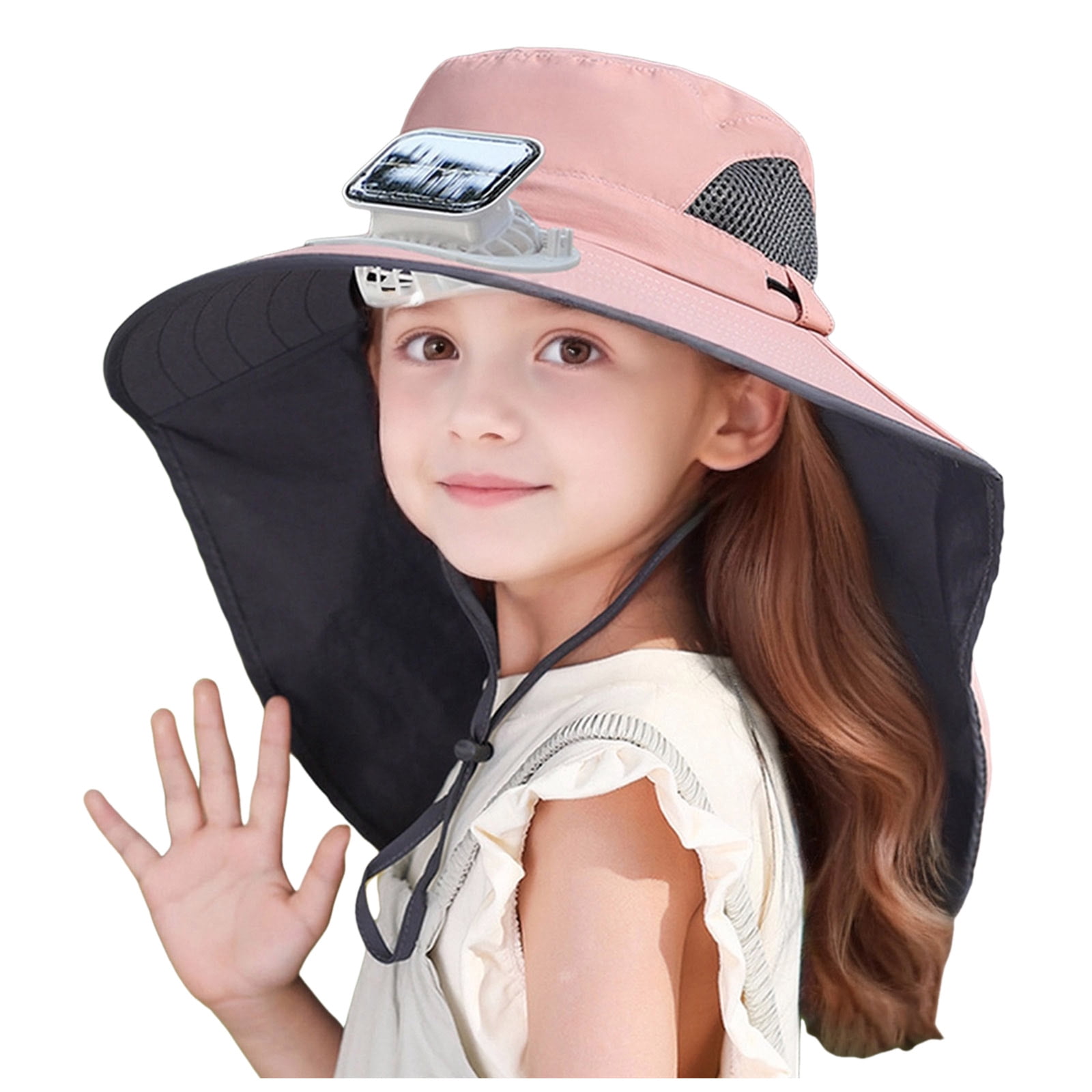 Outdoor Solar Fan Hat Wide Brim Solar Fan Hat with 1 Removable & USB ...