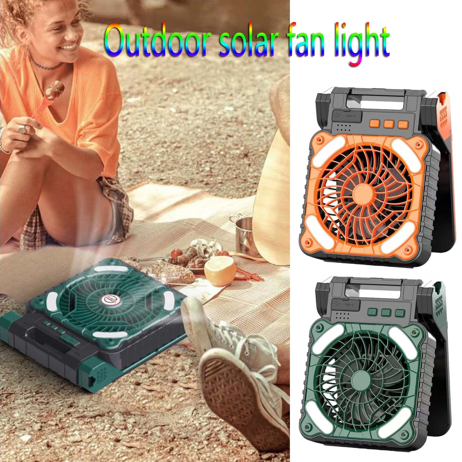 Outdoor Solar Fan Lights for Camping Fishing | X99 Model | USB C USB ...