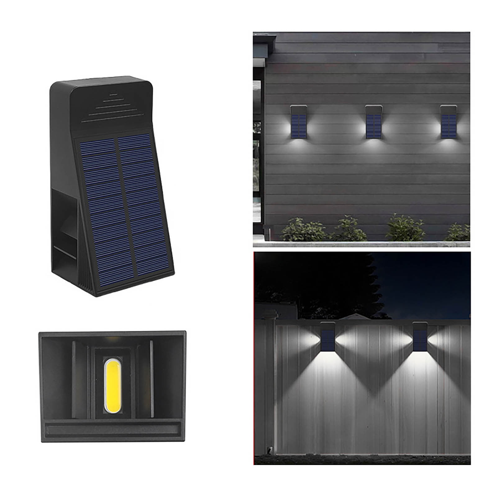 Outdoor Solar Fence Lights with Multicolor LEDs,Three Sided Headlight ...