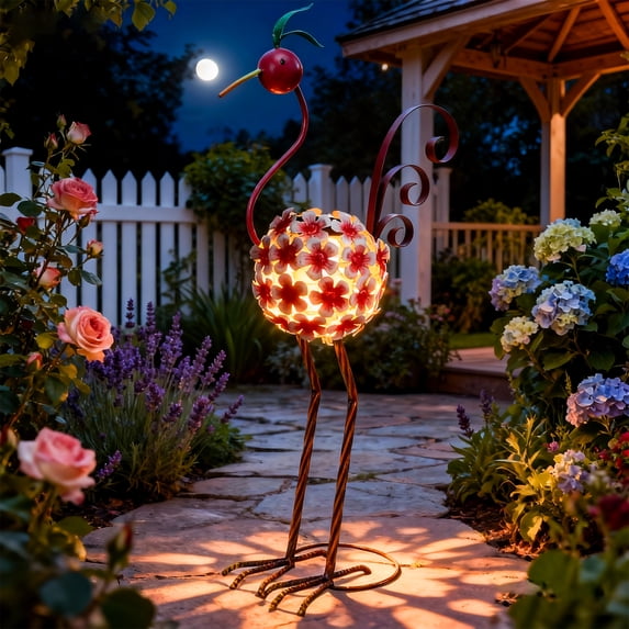 Outdoor Solar Flamingo Garden Stake – LED Light Flower Ball Decor ...