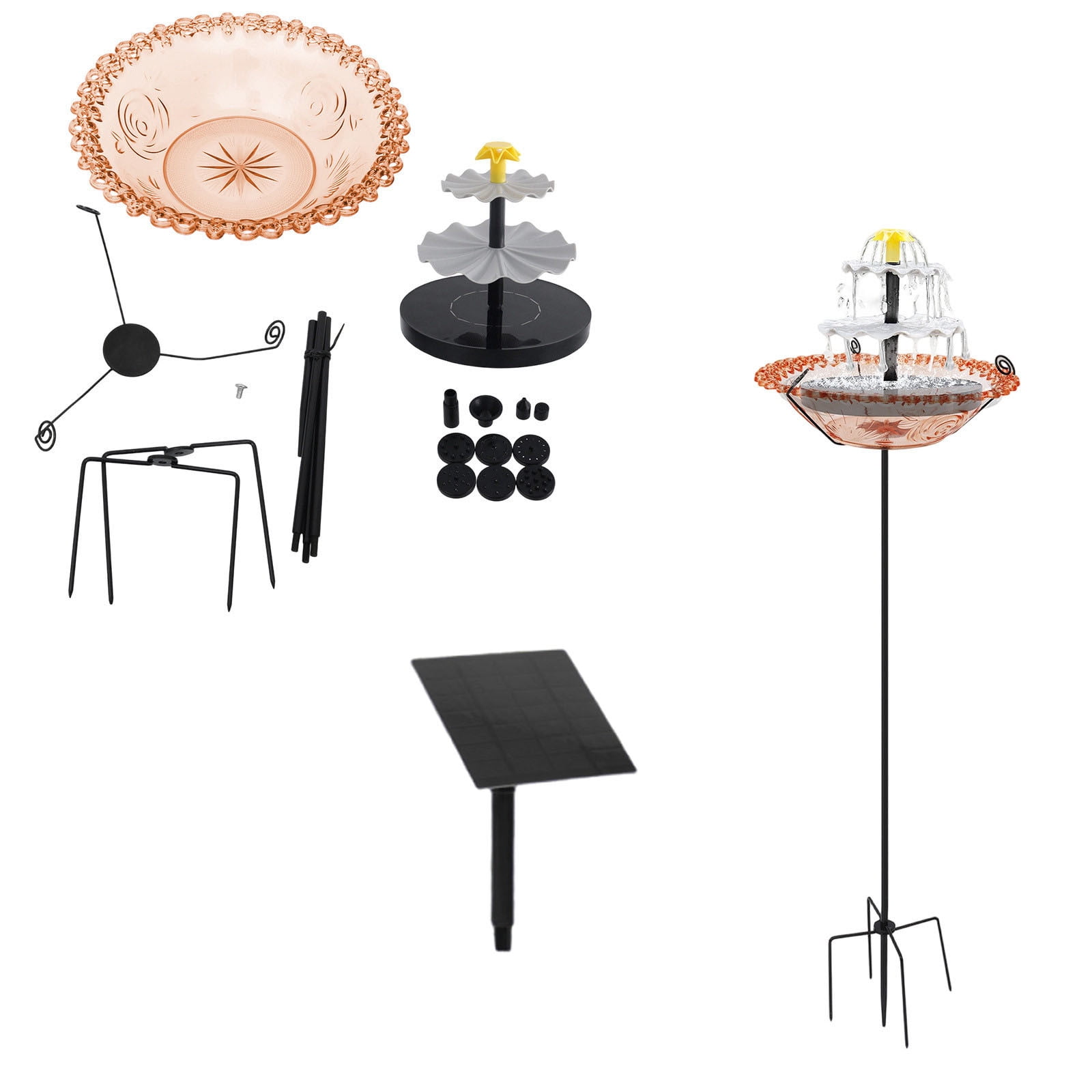 Outdoor Solar Floating Bird Bath With Hook, Plastic Bird Bath Feeder ...