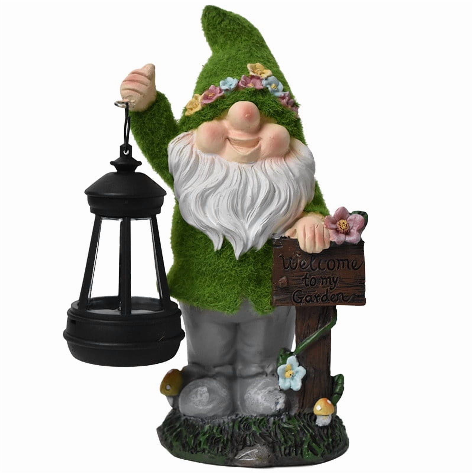 Outdoor Solar Flocking Lantern With Whimsical Dwarf Figure For Garden ...