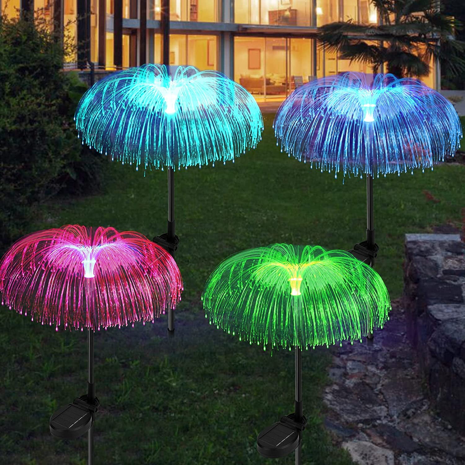 4PCS Solar LED Garden Decor Lights, Waterproof, 7-Color Changing, for ...