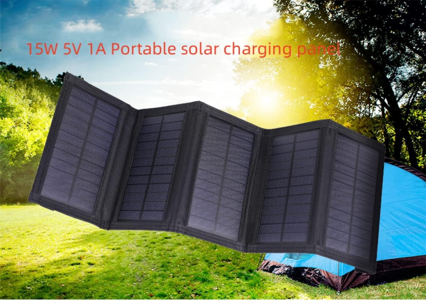 Outdoor Solar Foldable Charging Pack 15W USB 5V Output Waterproof ...