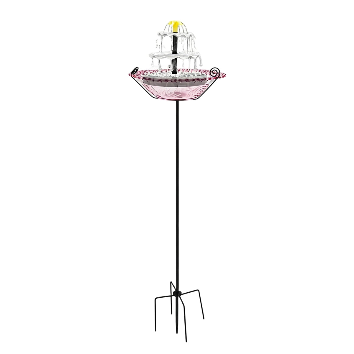 Outdoor Solar Fountain Bird Feeder, 31.5in Glass Bird Bath with Metal ...