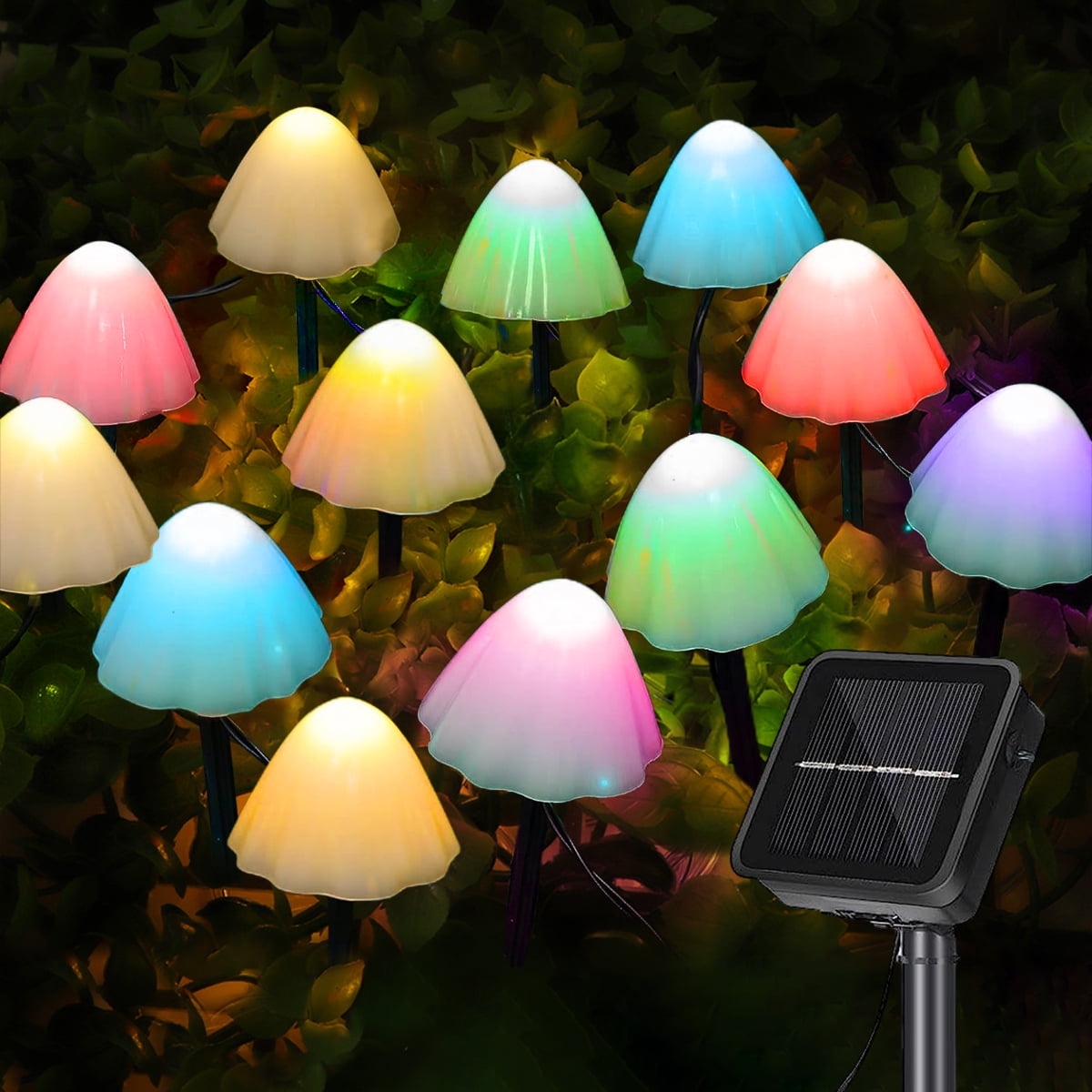 Outdoor Solar Powered Lawn Illuminated Decor - 12 LED Mushroom Fairy ...