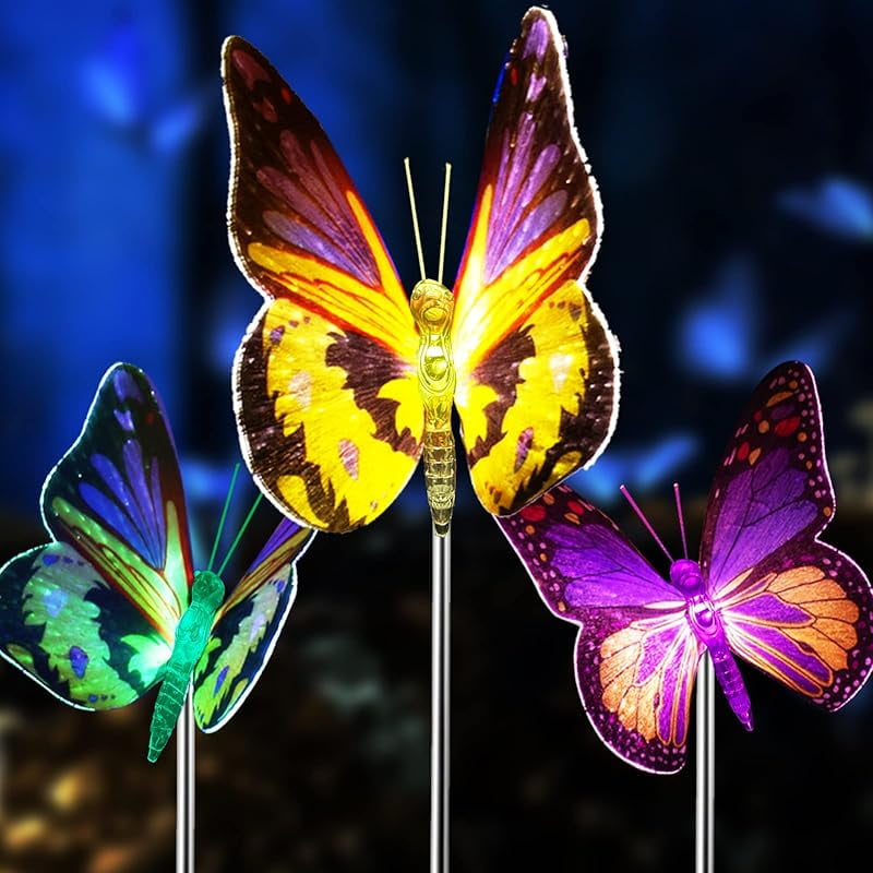 Outdoor Solar Garden Lights,3 Pack Butterfly Decorative-Waterproof ...