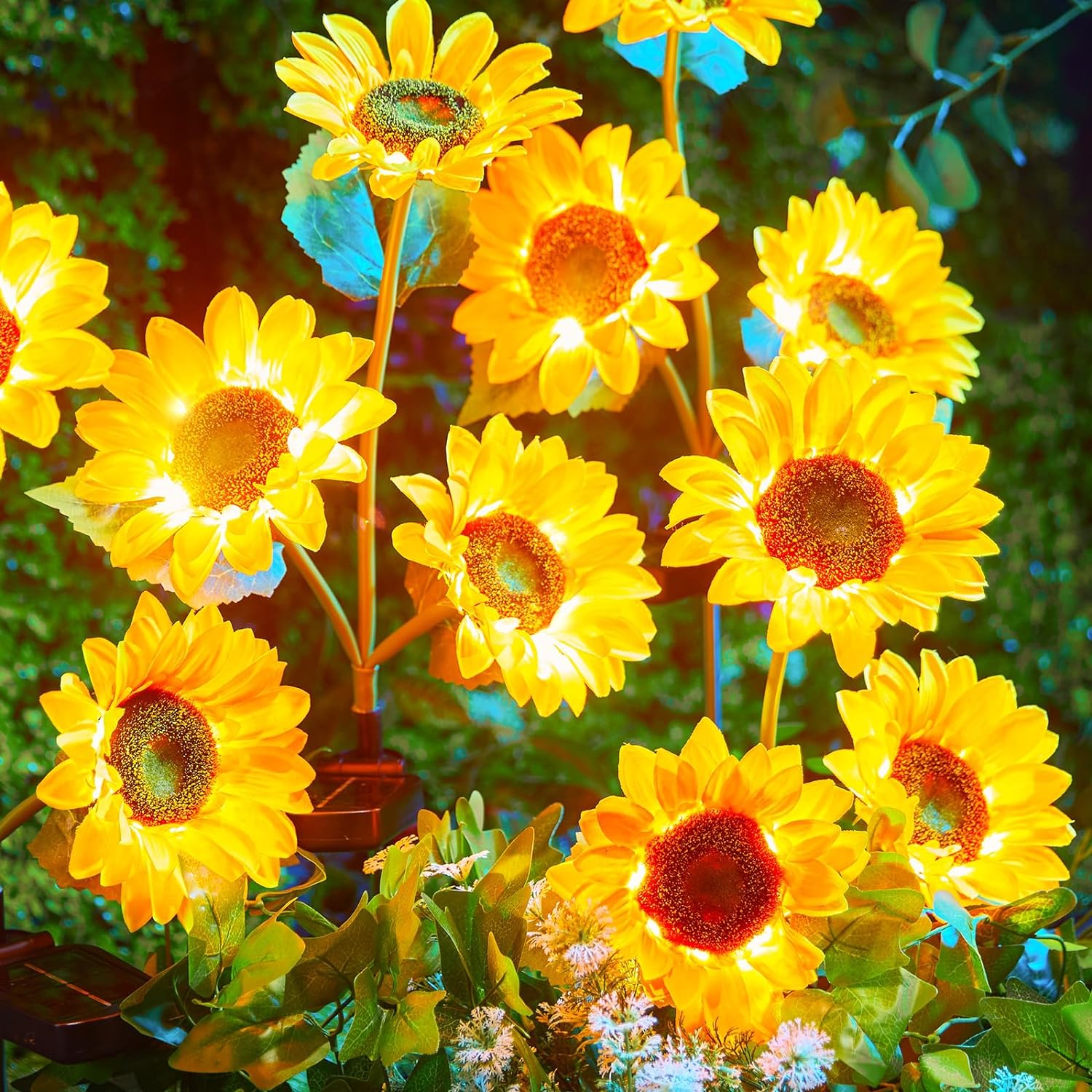 Outdoor Solar Garden Lights - 4 Pack LED Solar Flower Lights with ...