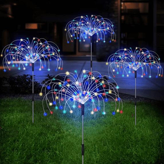 Outdoor Solar Garden Lights, Firework Lights 4 Pack Waterproof ...