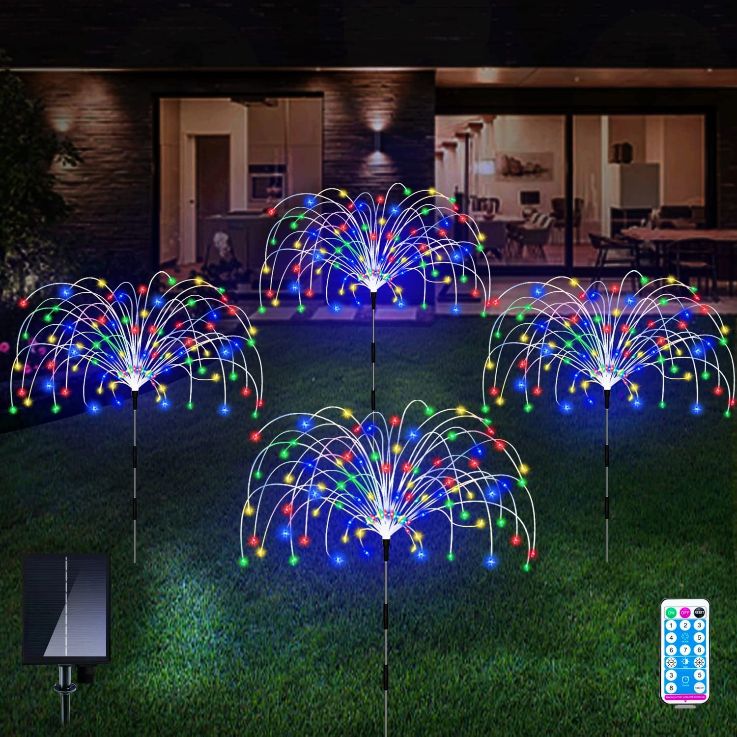 Outdoor Solar Garden Lights,Firework Lights 4 Pack Waterproof ...
