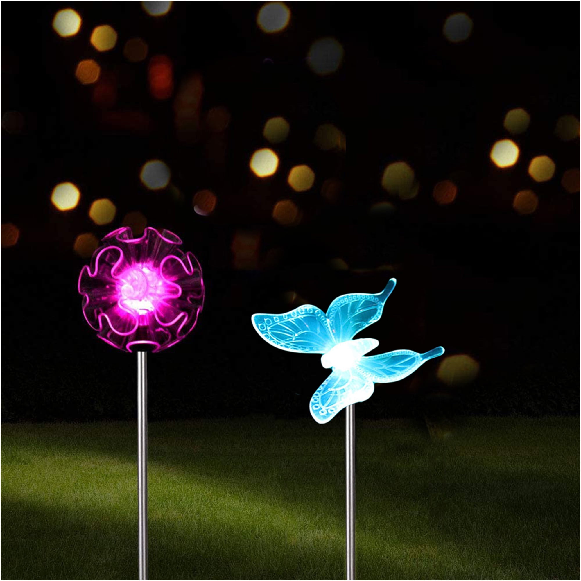 Outdoor Solar Garden Stake Light Color Changing Decorative LED Stake ...