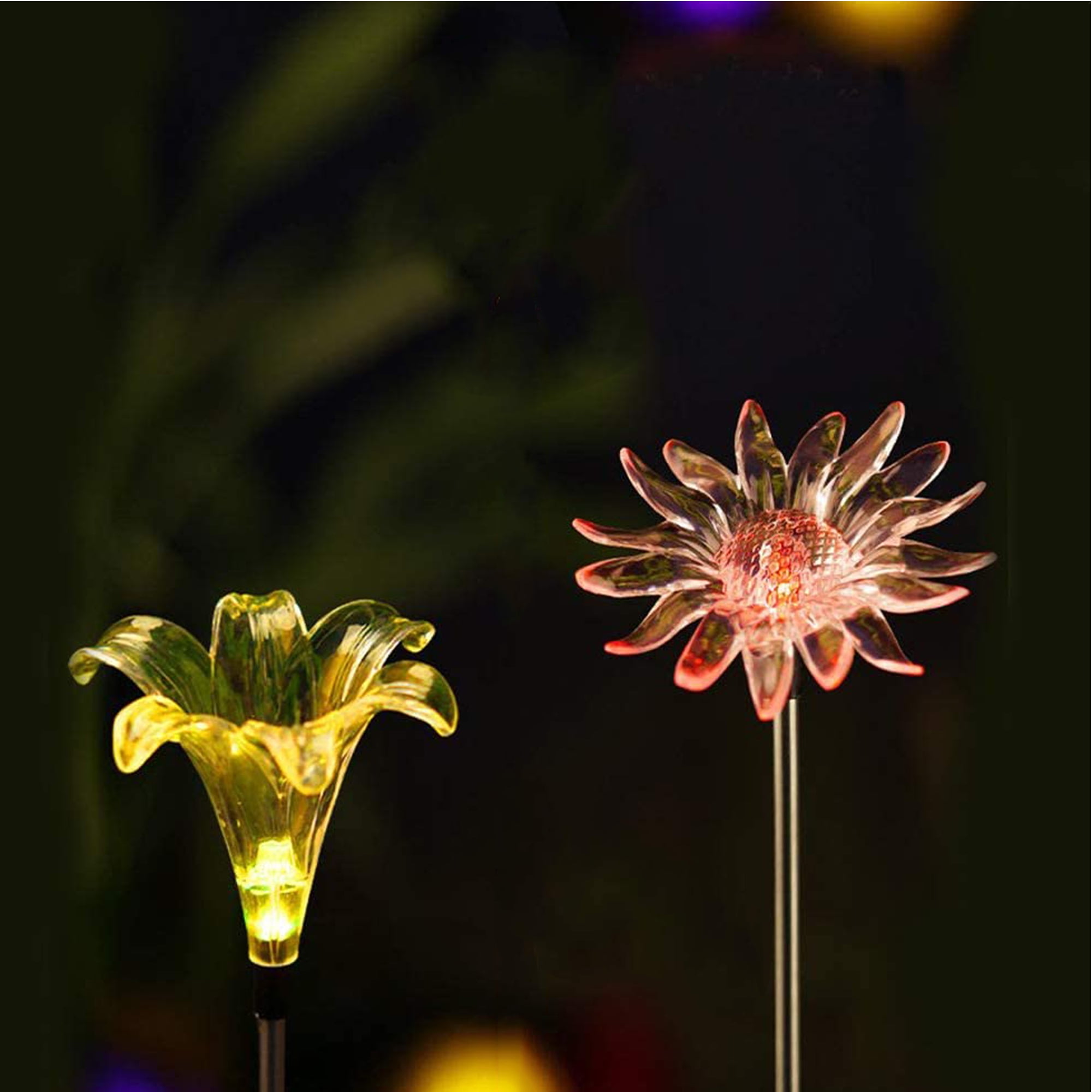 Outdoor Solar Garden Stake Lights Color Changing Decorative LED Stake ...