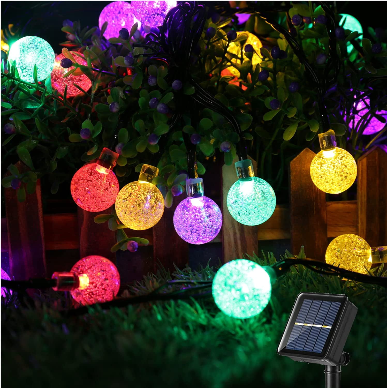 Outdoor Solar Garland, 6.5M 30 LED Solar Light Balls Garland 8 Modes ...