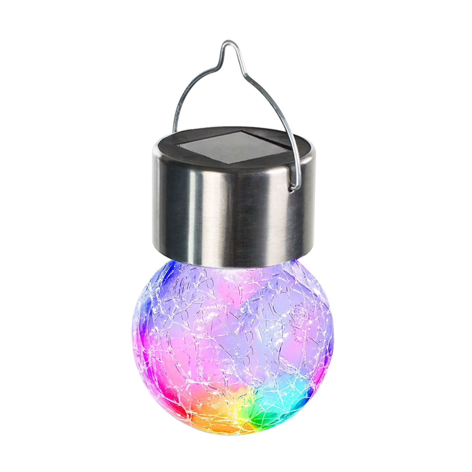 Outdoor Solar Glass Ball Pendant Light Crack Ball LED Rattan Ball Light ...