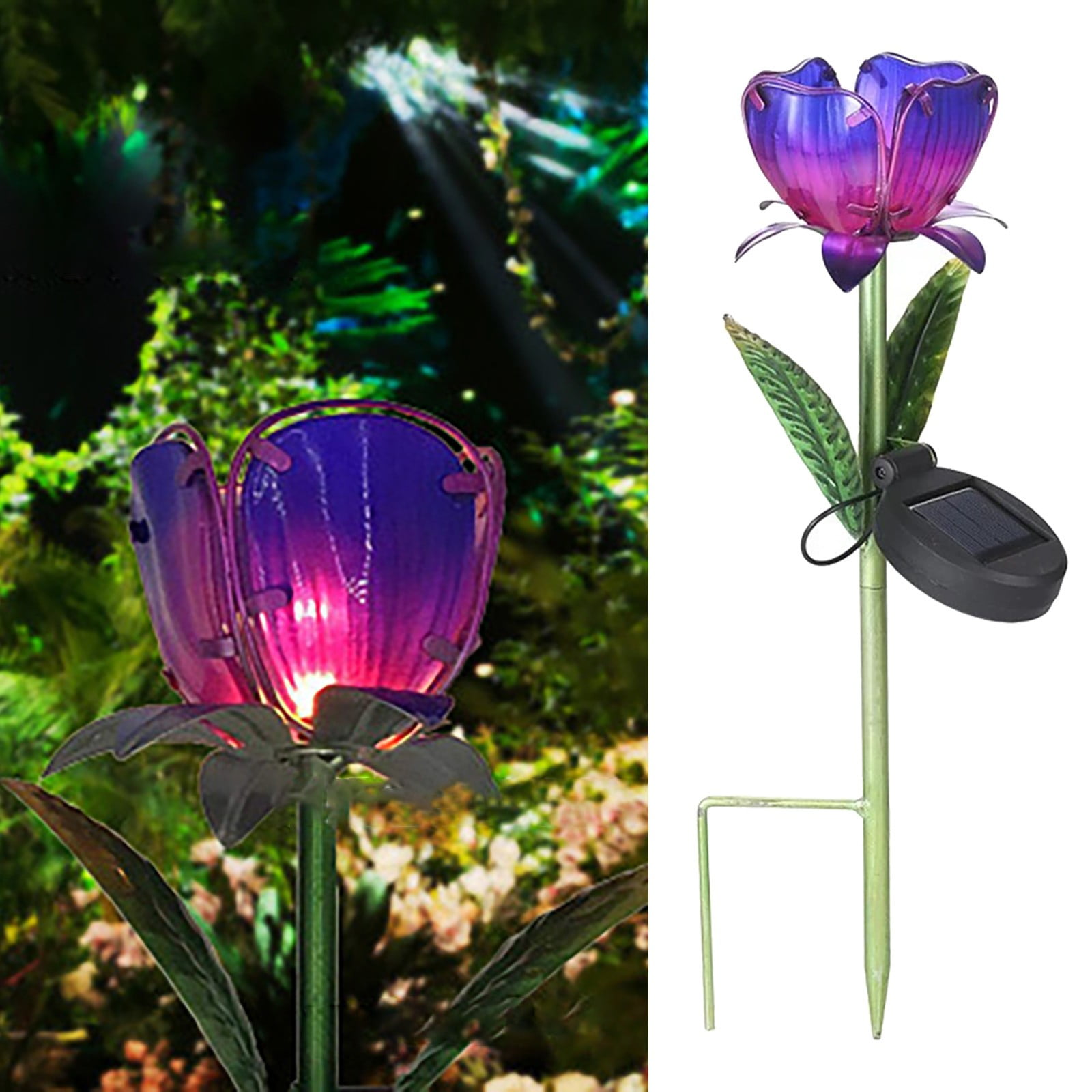 Outdoor Solar Glass Flower Lights With Solar Courtyard Lights Warm ...
