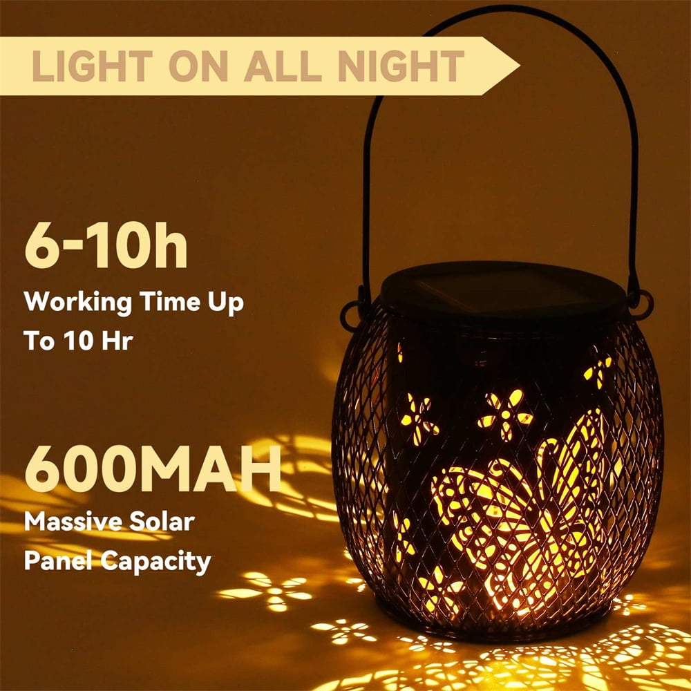 Outdoor Solar Hanging Lantern Lights, Metal LED Solar Powered Lanterns ...